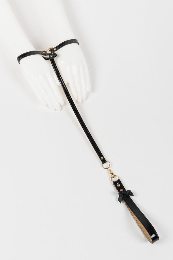 Jet Black Bondage T-Strap Restraints by Fräulein Kink